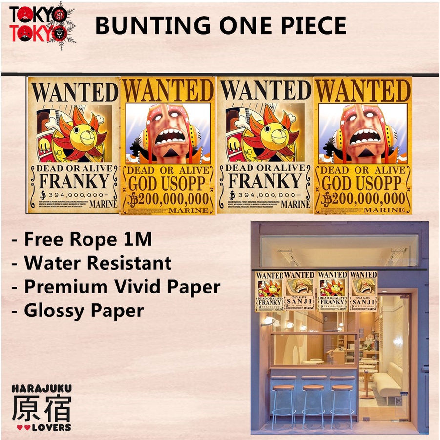 Banner Bunting Flag Noren Anime Edition - One Piece Sunny Go + God ...