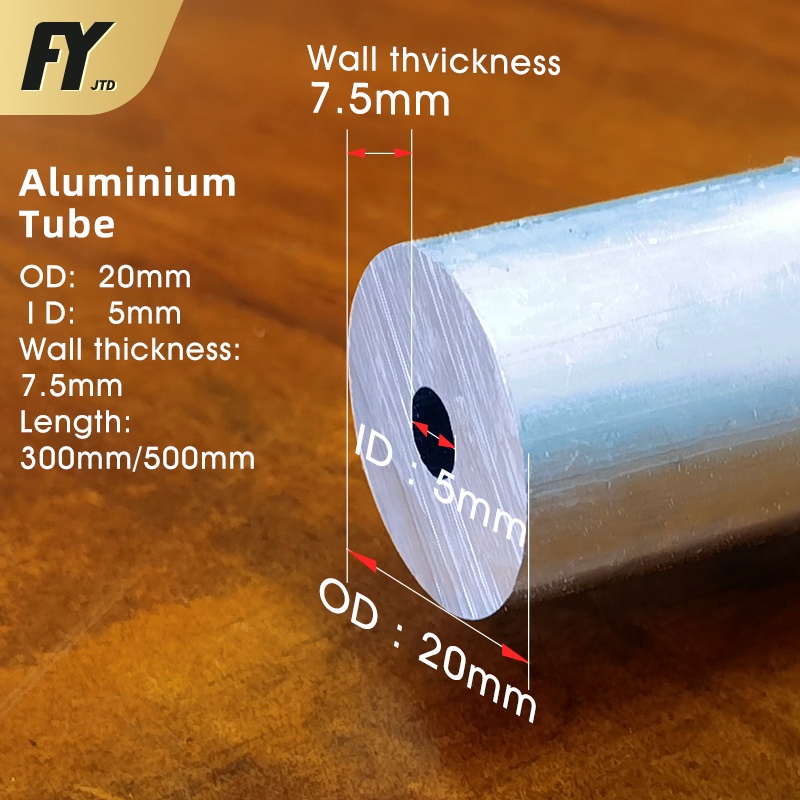 FUYI Aluminum tube OD 20mm ID 5mm alloy tube 20mm outer diameter 5mm ...