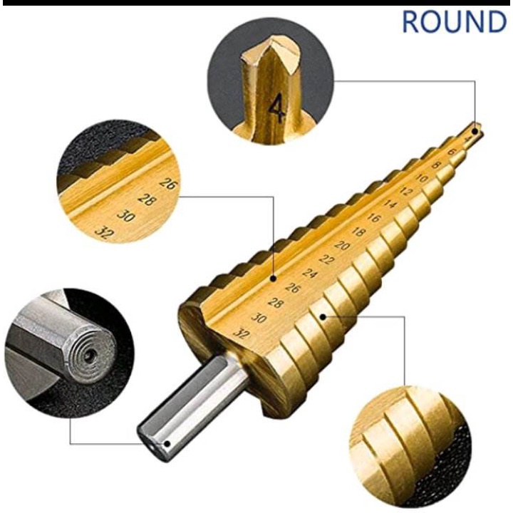 HSS Step Drill Bits 4-20mm/4-32mm/5-35mm | Shopee Philippines