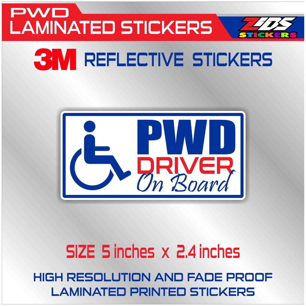 pwd on board 3M reflective laminated stickers for cars, motorcycle, etc ...
