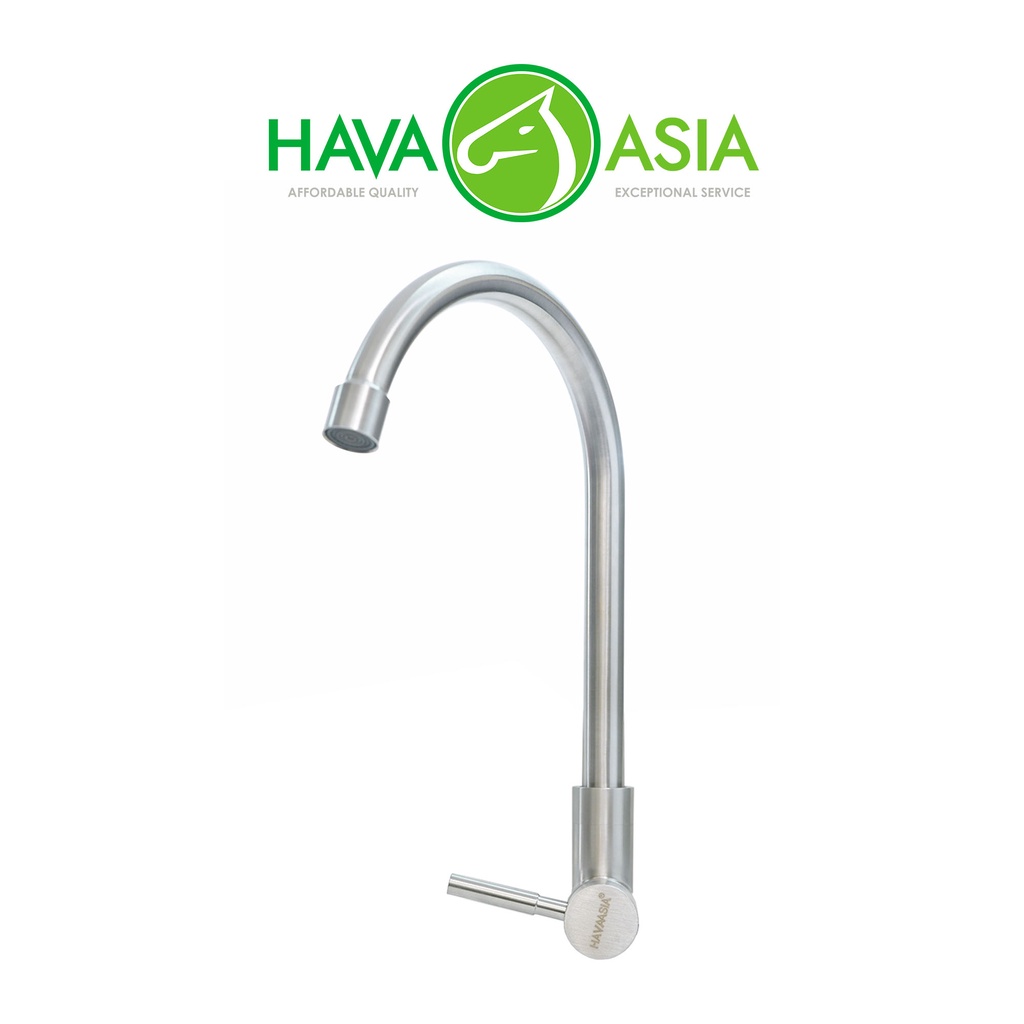HavaAsia Heavy Duty Stainless Steel 304 Gooseneck Kitchen Faucet Wall ...