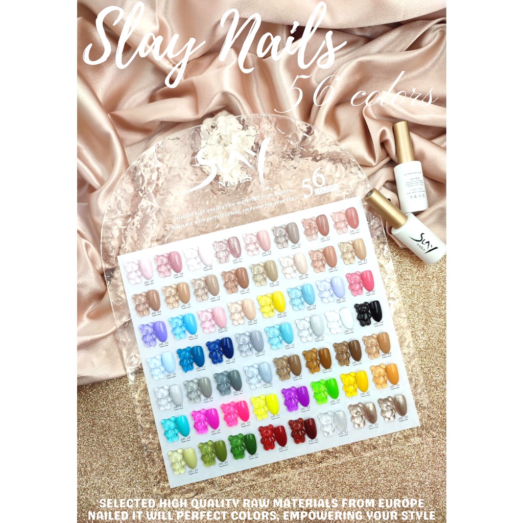 SLAY NAILS 56 colors set with CHART, free Base & Top coat | Shopee ...