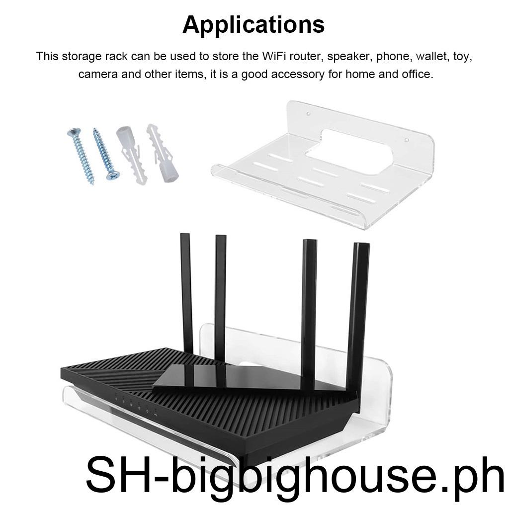 WiFi Router Rack Wall Mounted Acrylic Storage Stand Shelf Remote ...