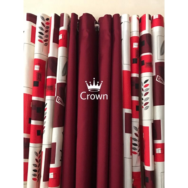 CROWN - Elegant Fern Maroon Ring Curtain ( 6FT / 7FT ) - sold per piece ...