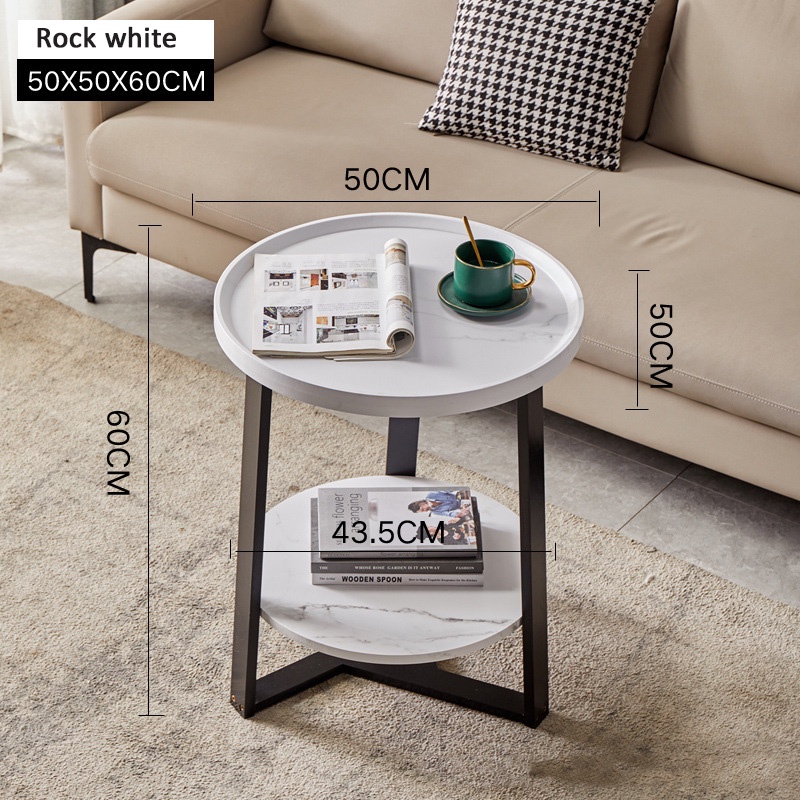 50CM Tea Table Coffee Table Round Shape Industrial Round End Table, 2 ...