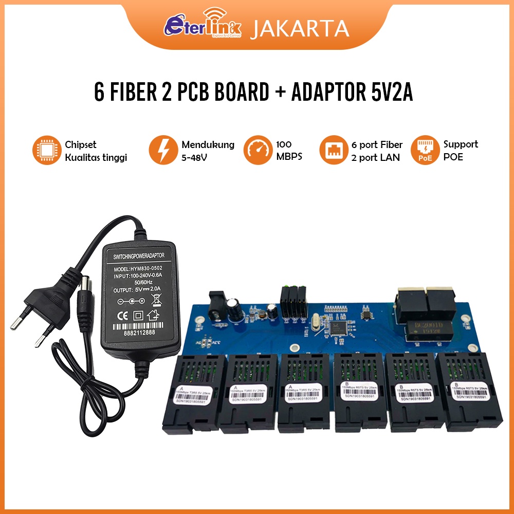 Ethernet10/100mbps 6 SC Port 2 RJ45 Port Fiber Converter Ethernet PCB ...