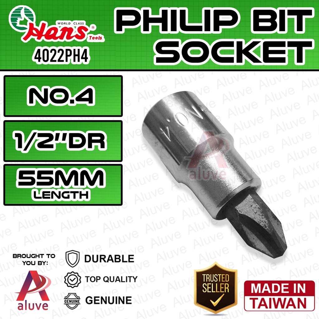 Hans Phillips Bit Socket No. 4 1/2 inch drive 55mm length 4022PH4 | One ...
