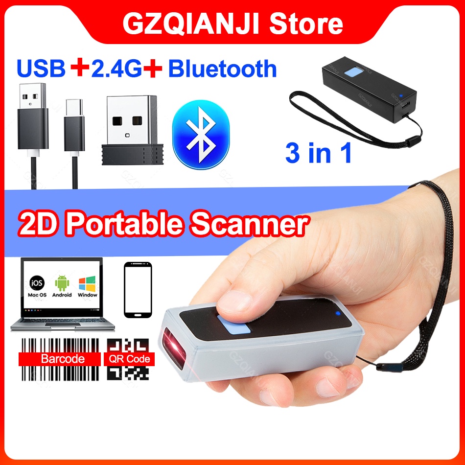 Mini Portable 1d 2d Bluetooth Barcode Scanner Qr Code Screen Image