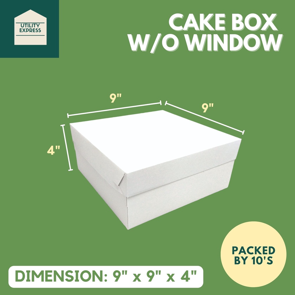 Cake Pastry Box Plain 9x9x4 inches [ w/ Window or No Window ] 10sets ...