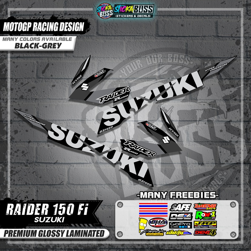 Suzuki Raider 150 Fi Decals BLACK-GREY ( MotoGP Racing Design )【WITH ...