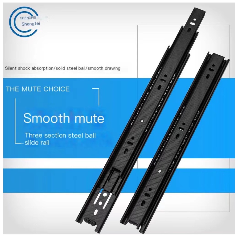 (1pc)Drawer Steel Drawer Slide Guide Ball Bearing,2 Fold Heavy Duty ...