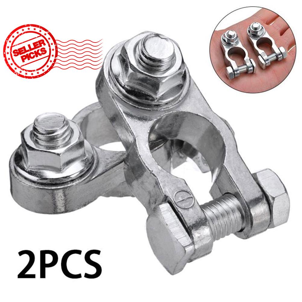 2pcs Car Battery Terminal Clamps Adjustable Conductive Column Plus Stud ...