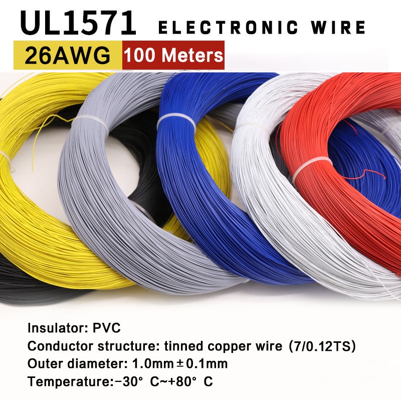 Ul1571 Electronic Wire 26AWG (100m) Outer Diameter 1mm Thin Wire Tinned Copper Wire ...