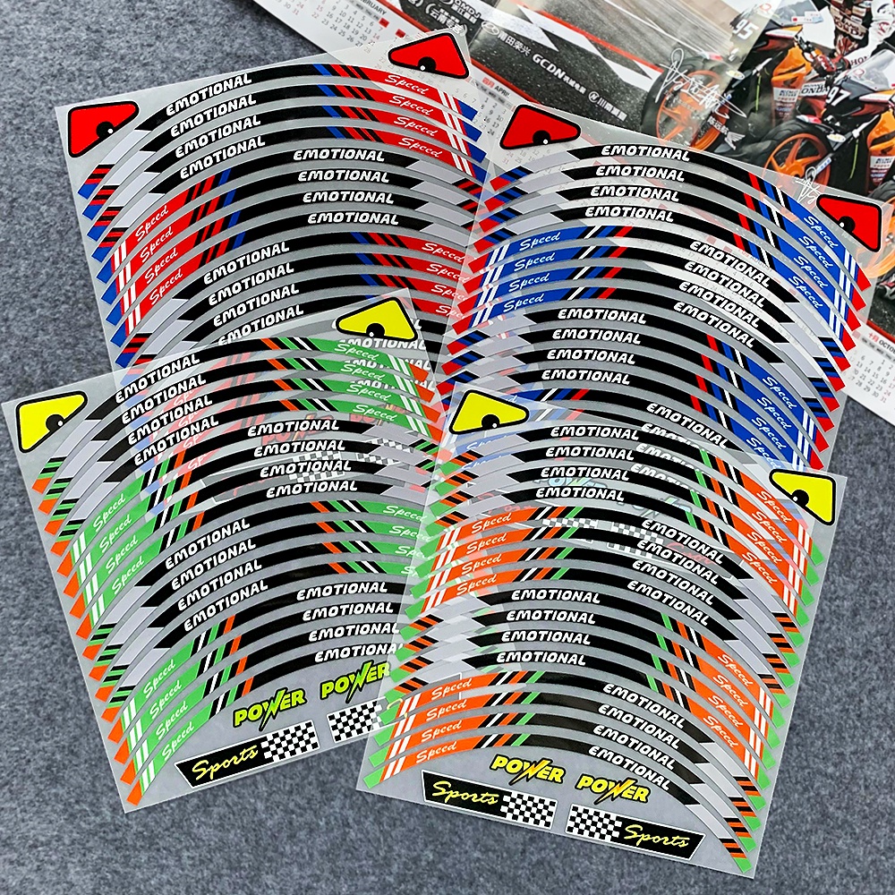 16PCS 17 " 18 " 20 " EMOTIONAL SPORT Motorcycle Wheel Tire Stickers ...