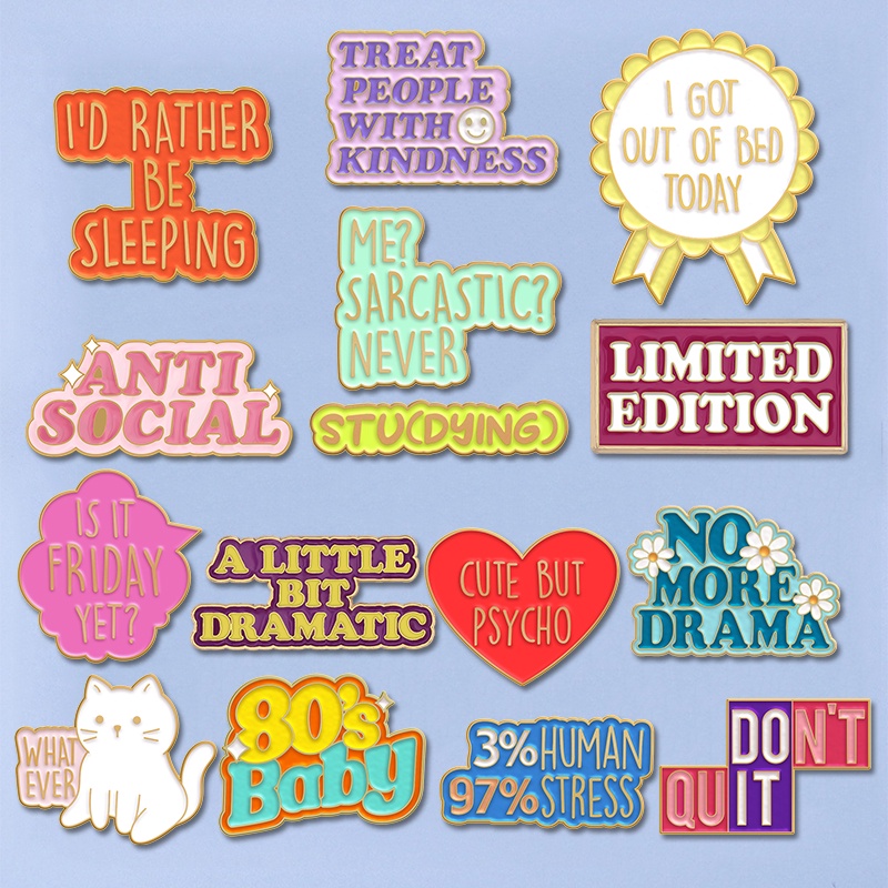 Creative Text Enamel Pins Brooch Funny Inspiring Heart Brooches Cute ...