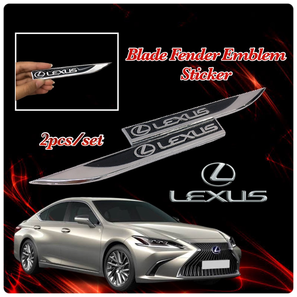 CPO 2pcs LEXUS Car Side Blade Fender Emblem 3D Metal Logo Sticker(8360 ...