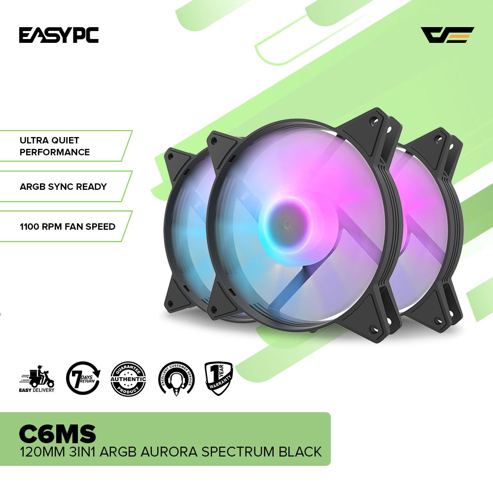 EasyPC | Darkflash C6MS 120mm 3in1 ARGB or C6S 120mm ARGB single pc case fan| Aurora Spectrum ...