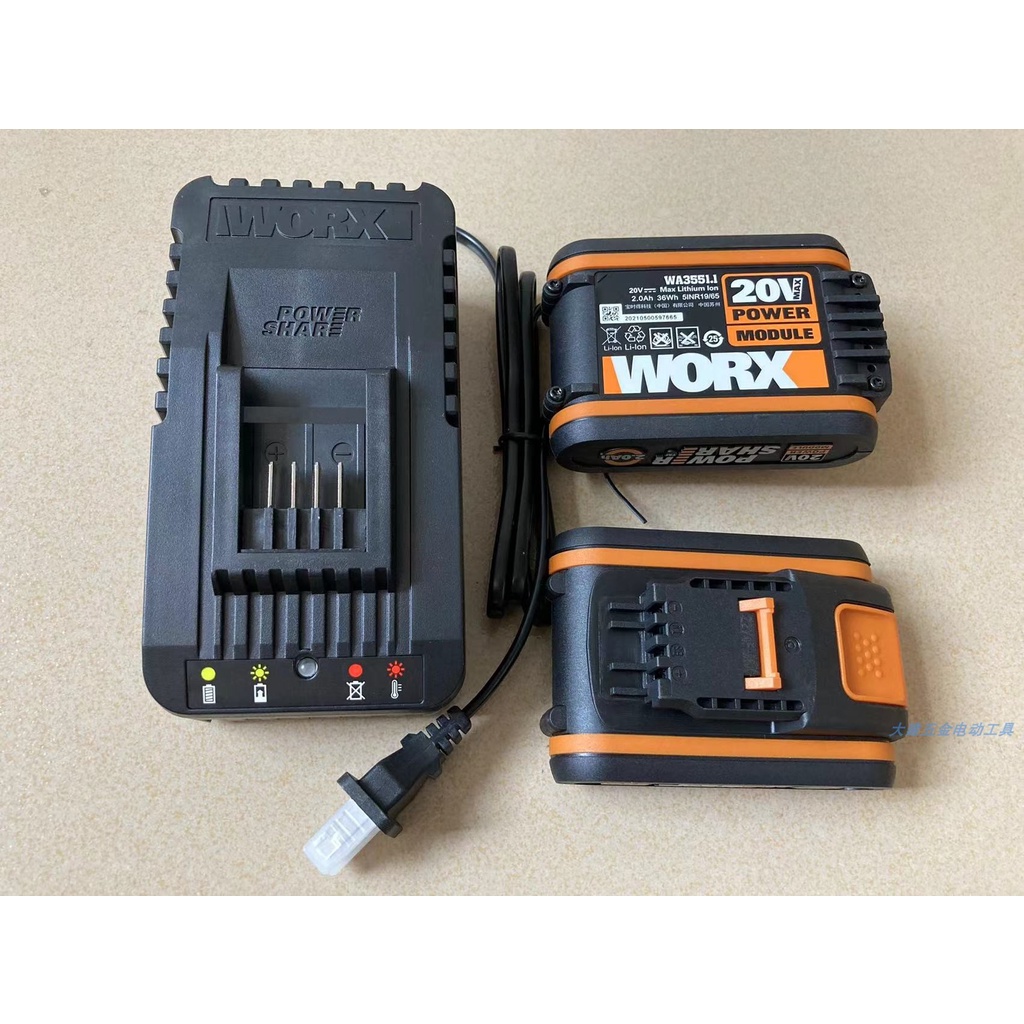 WORX WORX 20V Lithium Battery WA3553 WA3551 Original Lithium Battery Charger WA3880 Universal ...