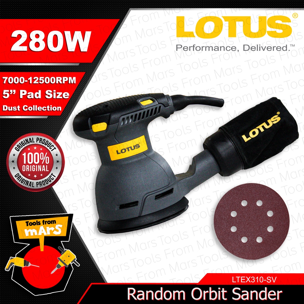 LOTUS Random Orbital Sander (VAR) 280W Variable Speed Finish Wood ...