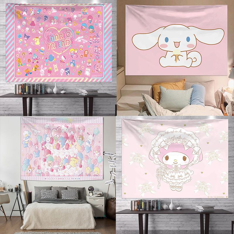 sanrio background cloth Cute Cartoon Melody Big-Eared Dog Wall ...