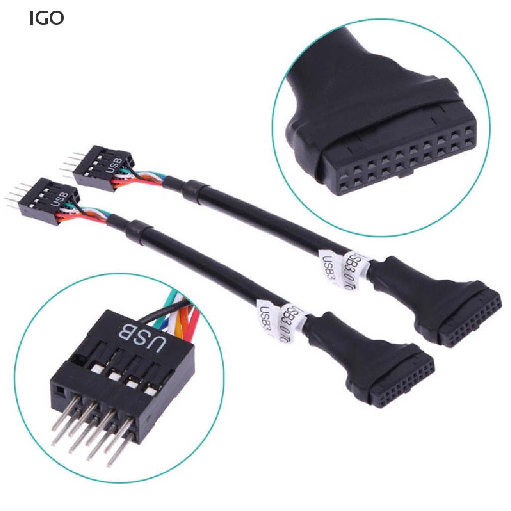 IGO USB 3.0 20-Pin Male To USB 2.0 9-Pin Motherboard Header Female ...