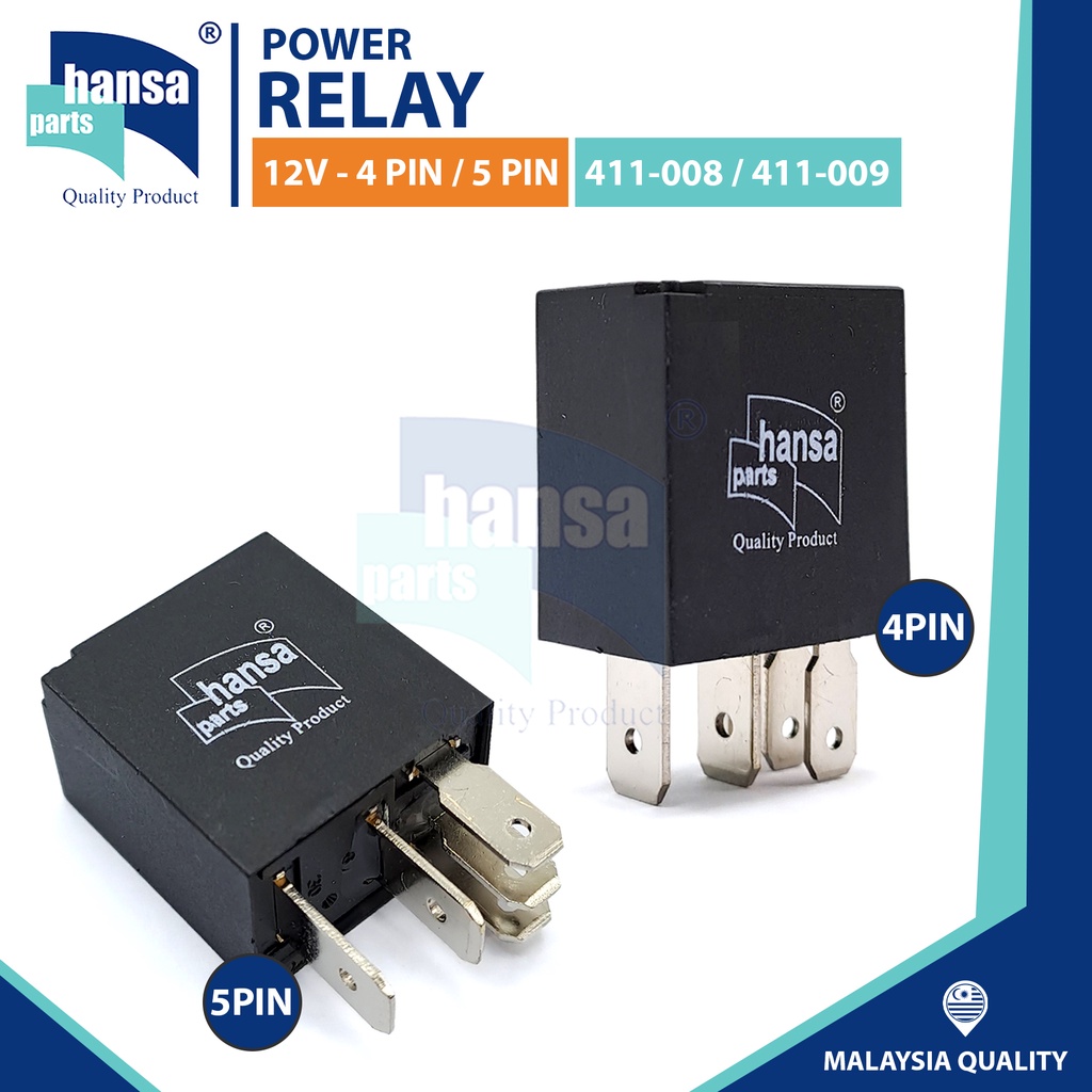Hansa Relay / Power Relay 12V - 4 PIN ( HS 411-009 ) / 5 PIN ( HS-411 ...