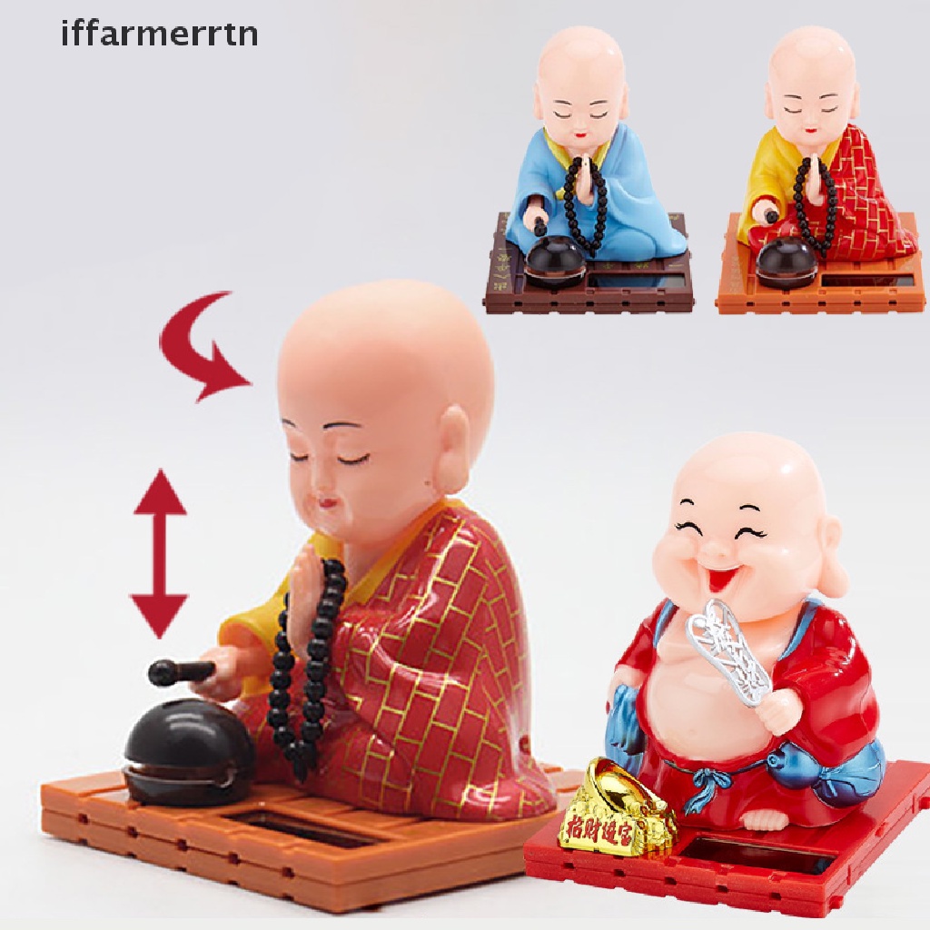 iffar Solar Powered Toy Buddhist Monk Figure Dancing Swing Figure Model ...