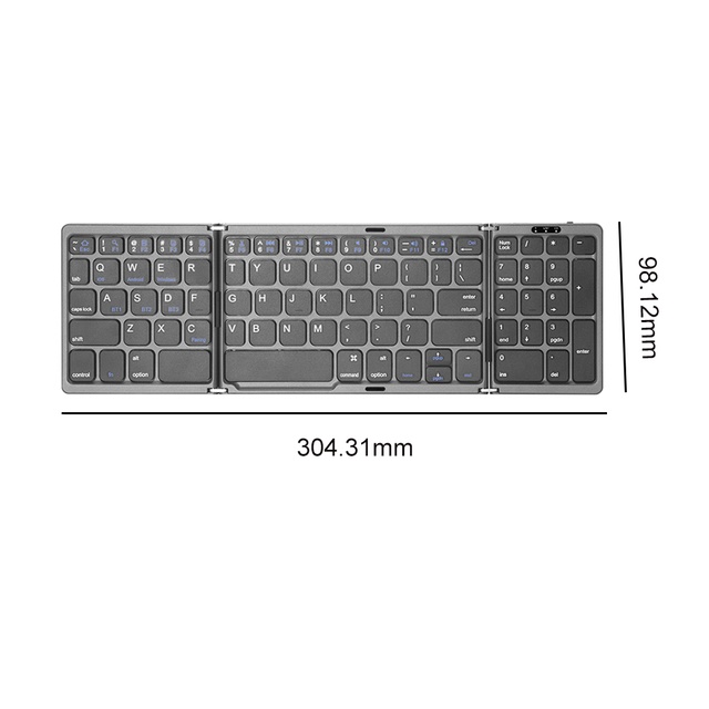 Portable Mini Three Folding Bluetooth Keyboard 64 Keys Wireless ...
