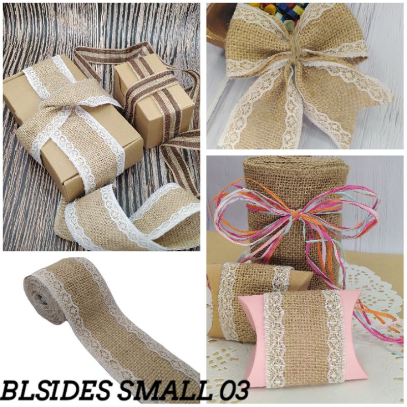 *BLSides Small 03 Burlap Base with Lace (Burlap with Lace Ribbon) for ...