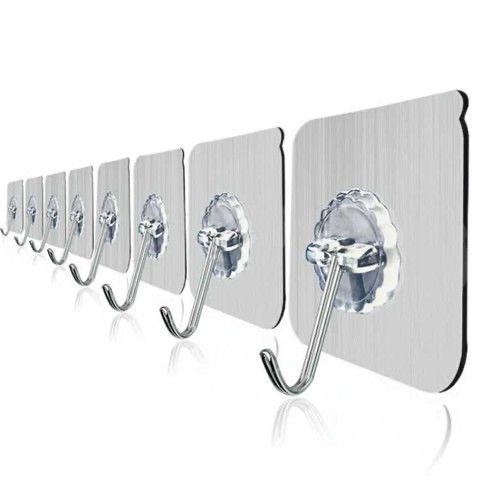 10-Pack Adhesive Wall Hooks Reusable Non-Slip Non-marking Heavy Duty ...