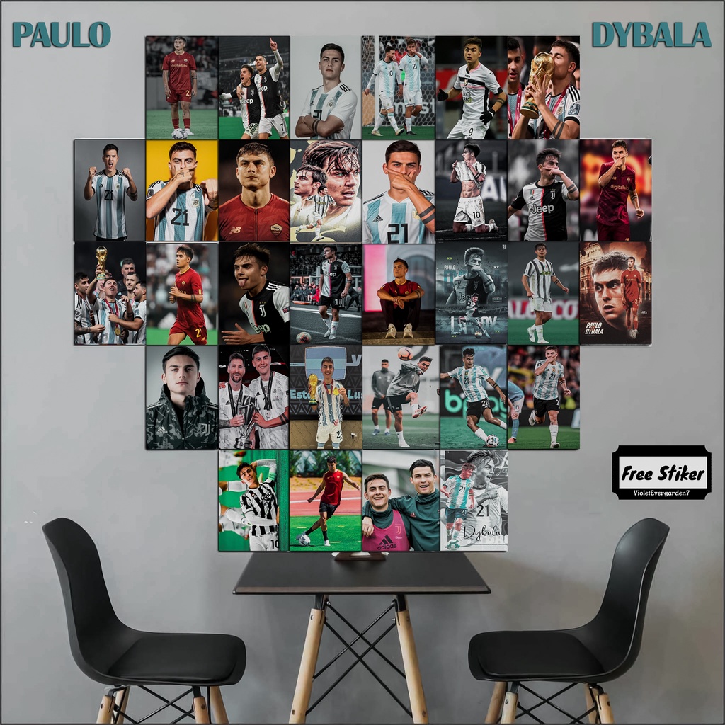 HIASAN DINDING Poster TEMPEL FOOTBALL PLAYER/ DYBALA/ MBAPE/ SERGIO ...