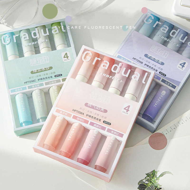 4PCS Gradient Color Highlighter high-value color key mark student ...