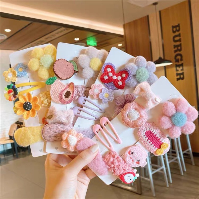 8 Pcs Cute Hair Clip Set Plush Hairpin For Kids Lovely Cartoon Design ...