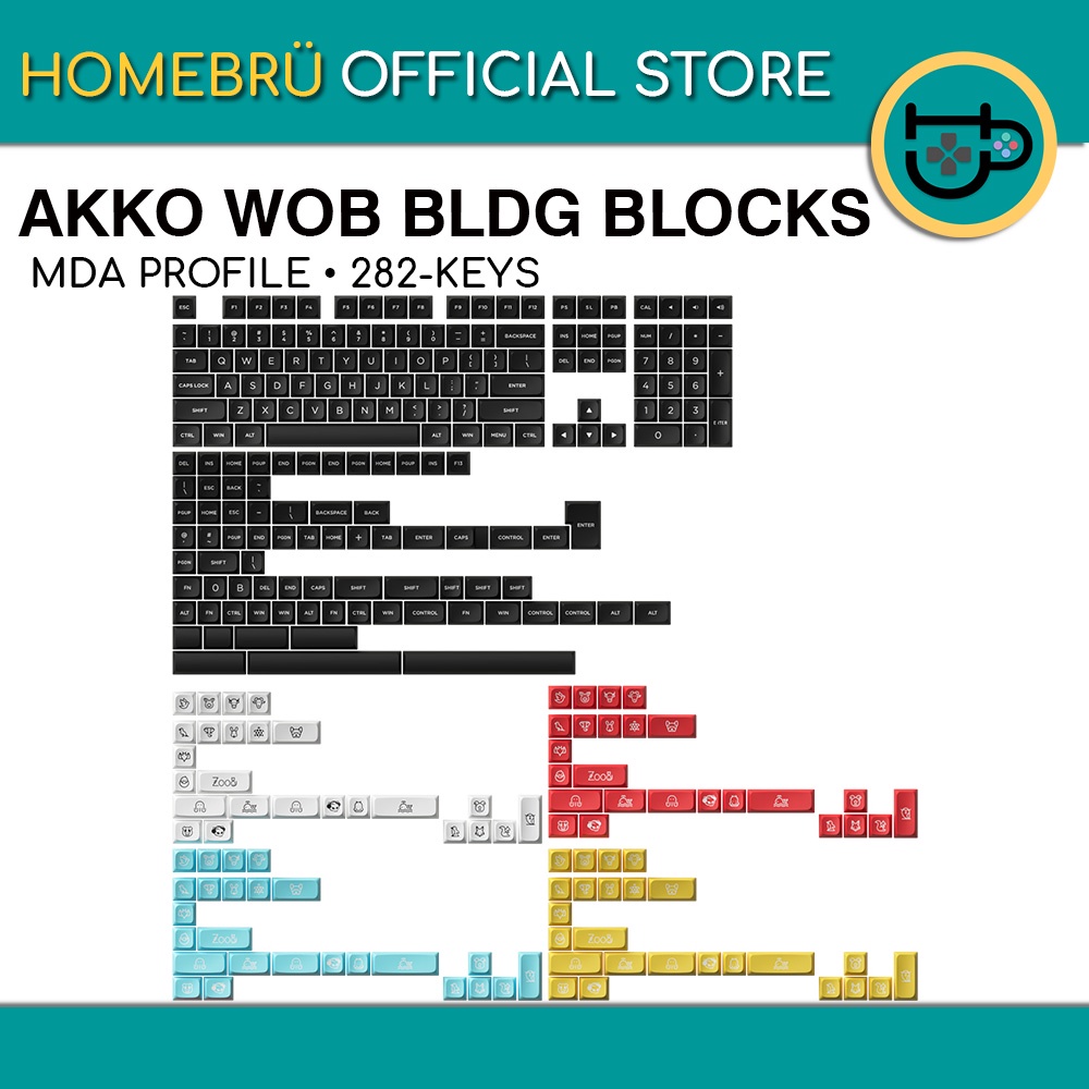 Akko White on Black WoB Building Blocks Keycaps for Mechanical Keyboard ...
