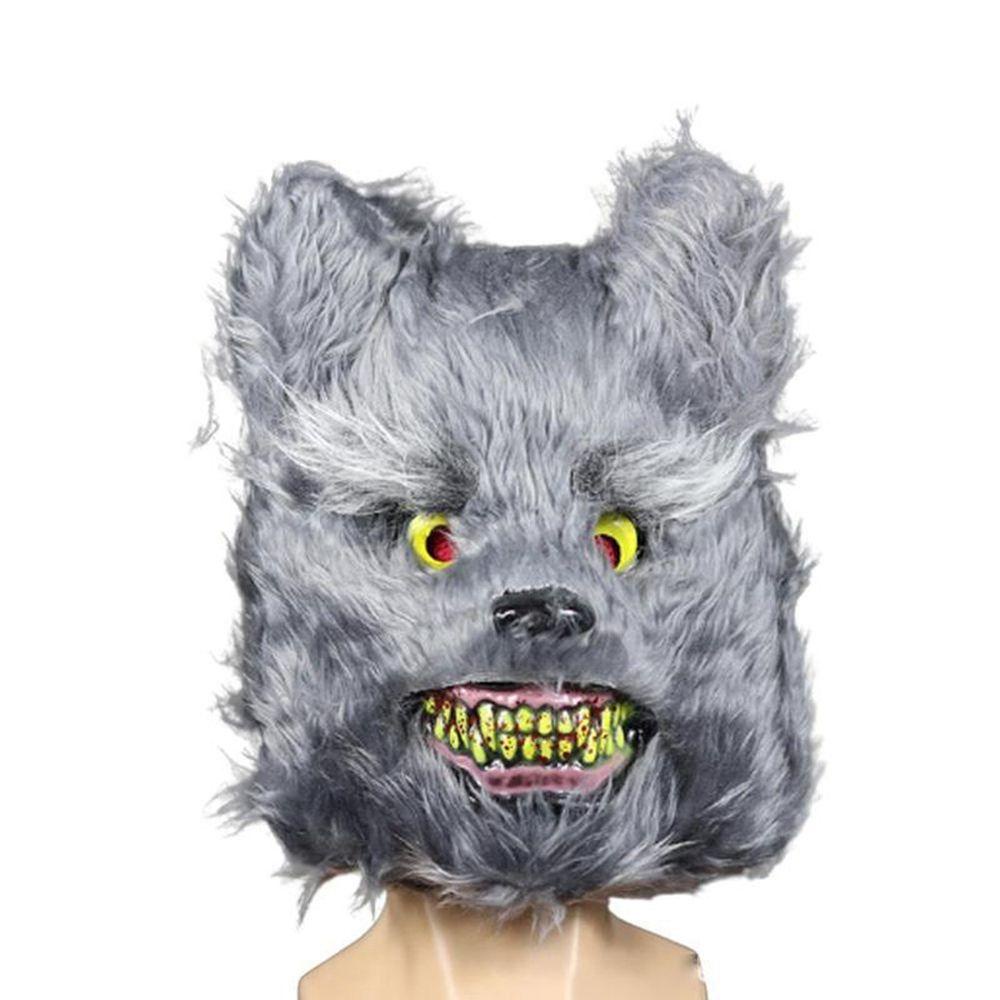 Wolf Head Mask Angry Werewolf Halloween Scary Costume Pretend Play Gray ...