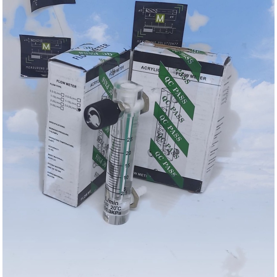 Rotameter Flow Meter Oxygen Air 2.5 - 25 LpM flowmeter rota meter ...
