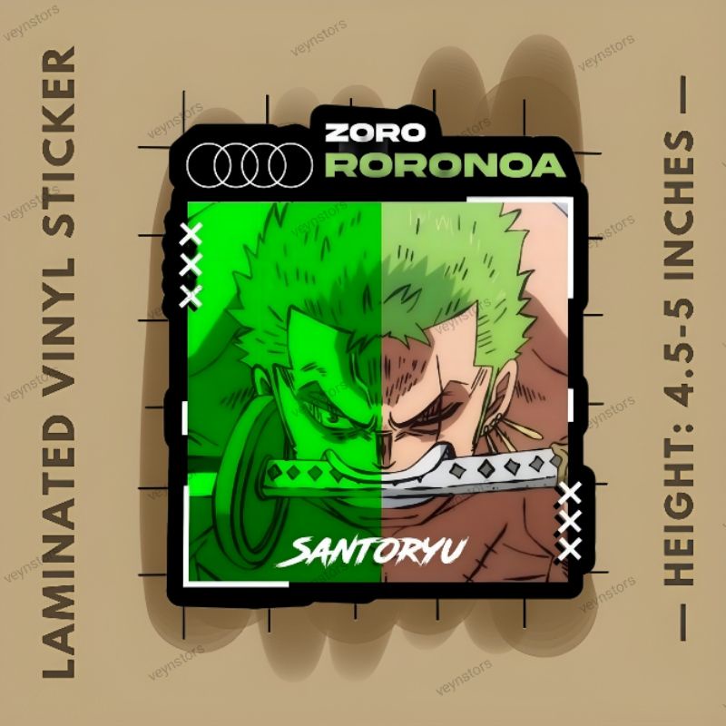 ONE PIECE ZORO PEEKER LAMINATED VINYL STICKER FOR AQUAFLASK/TUMBLER ...