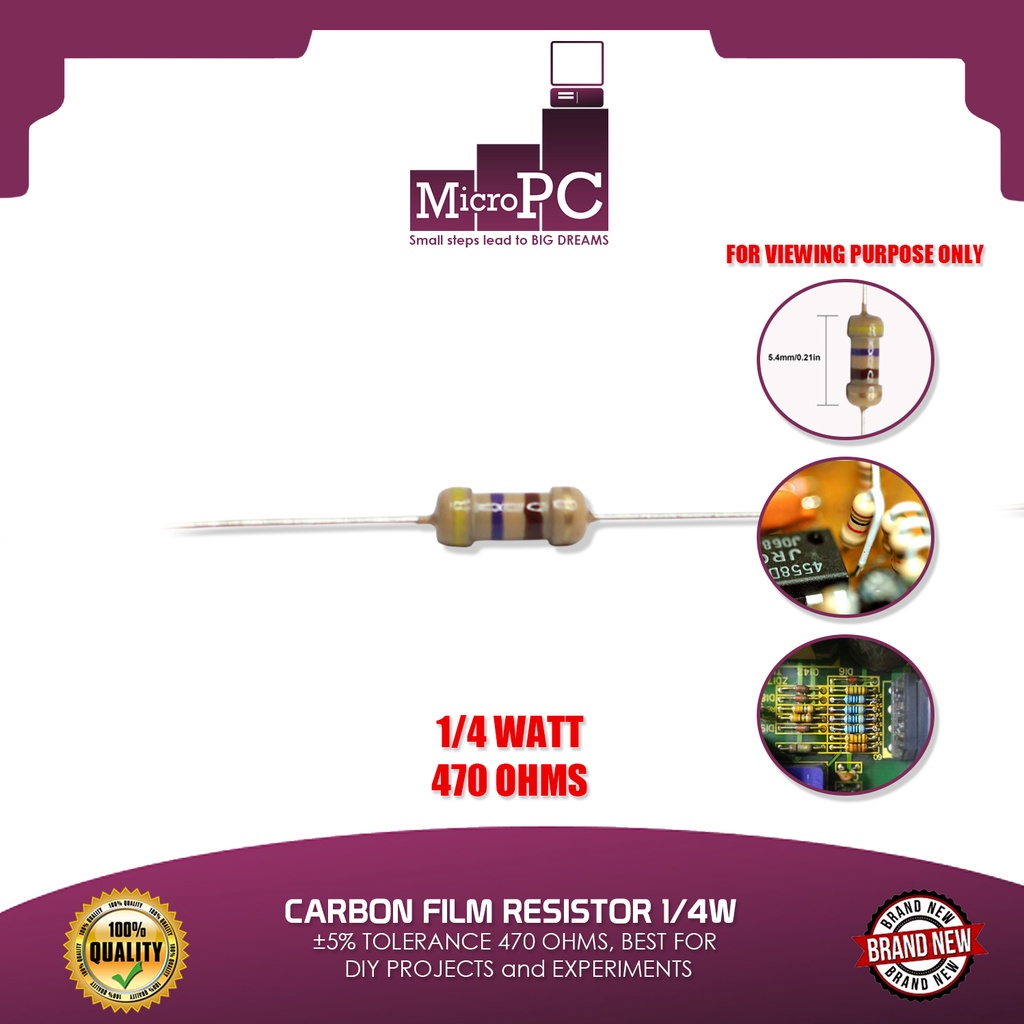 CARBON FILM RESISTOR 1/4W ±5% TOLERANCE 470 OHMS, BEST FOR DIY PROJECTS ...