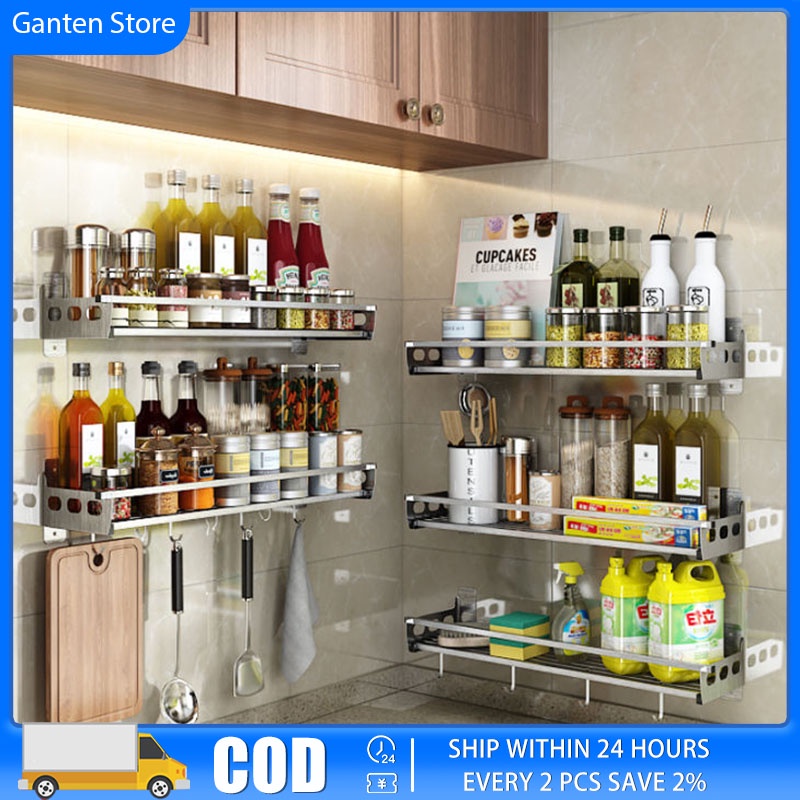 Kitchen Stainless Steel Spice Racks Shelf Condiment Organizer Storage ...