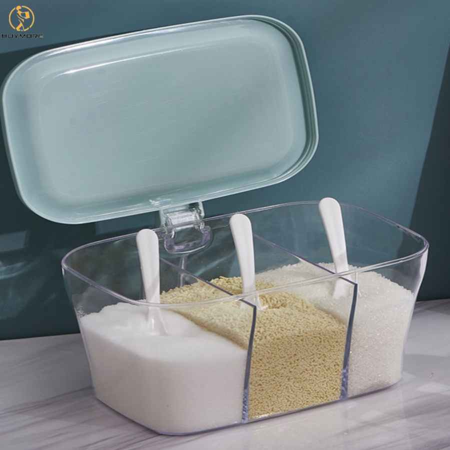 JJ Salt And Pepper Spice Jar Seasoning Organizer Box Three Grid Spices ...