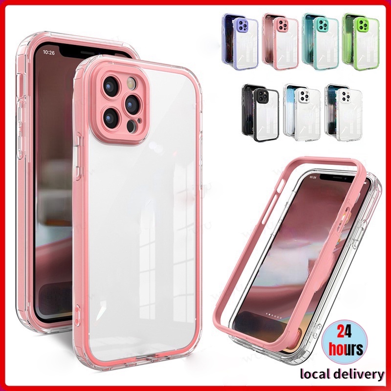 3 in 1 Transparent Phone Case For iPhone 15 14 13 12 11 16 Pro Max XR X ...