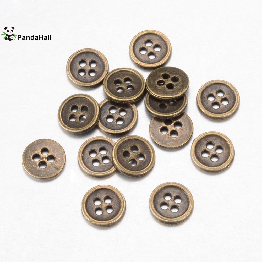 20pc Alloy Buttons 4-Hole Flat Round Tibetan Style Antique Bronze 10x1 ...
