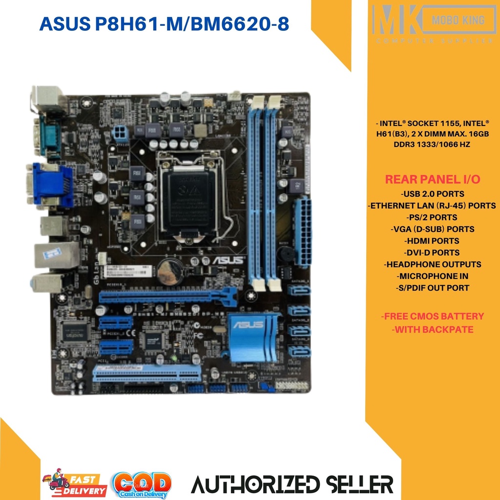 ASUS P8H61-M/BM 6620-8 Desktop 3GEN Motherboard H61 Socket LGA 1155 i3 ...