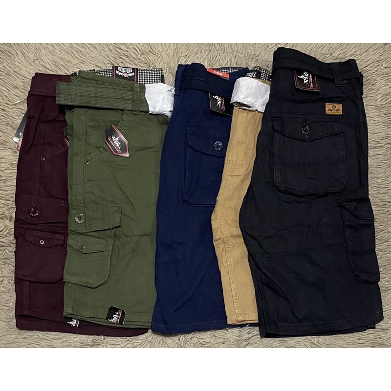 OVERRUNS 6 POCKET Shorts for ADULT with belt Included | Shopee Philippines