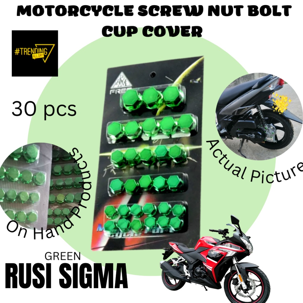 MOTORCYCLE BOLT CAP GREEN FOR RUSI SIGMA | 30 PCS , HIGH QUALITY BOLT ...