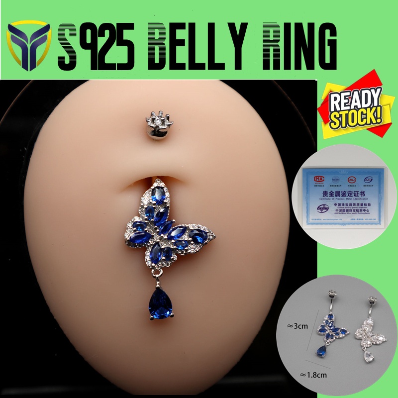 【Franco Fashion】New S925 Sterling Silver Butterfly Belly Button Ring ...
