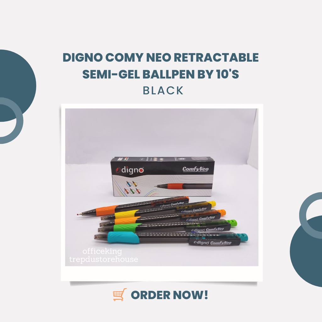 DIGNO Comfy Neo Retractable Semi-Gel Ballpen by 10's Black Ink only 0 ...