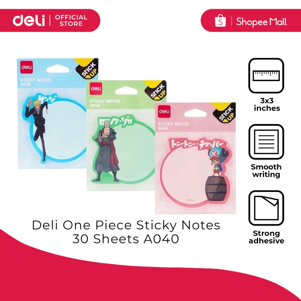 Deli A040 One Piece Sticky Notes 30 Sheets 1PC [79A040] | Shopee ...