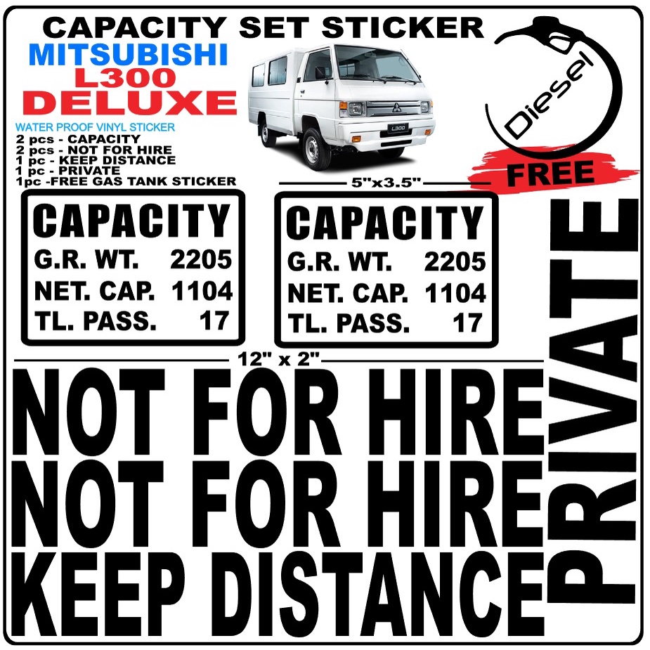 Mitsubishi L300 Deluxe capacity sticker set machine cut vinyl sticker ...