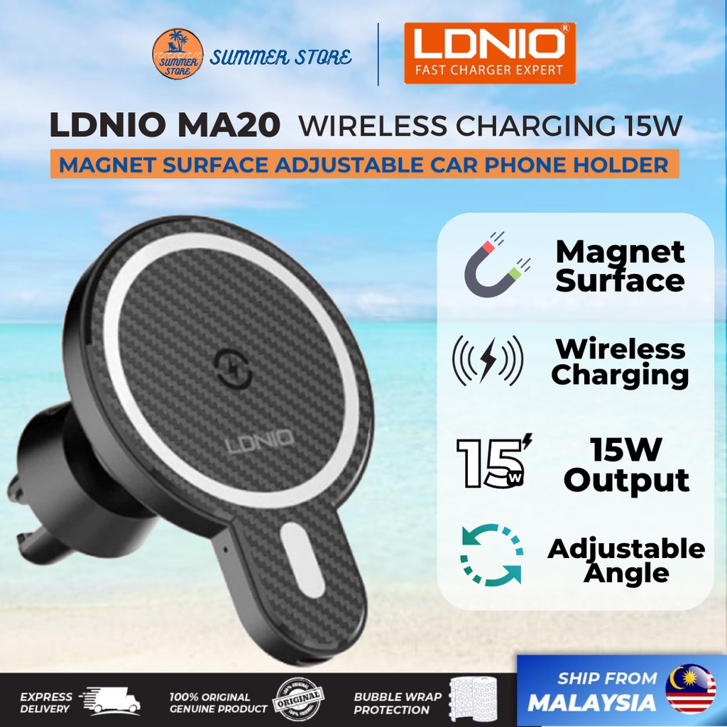 LDNIO MA20 15W Magnet Phone Holder Fast Wireless Charger Air Vent Car ...